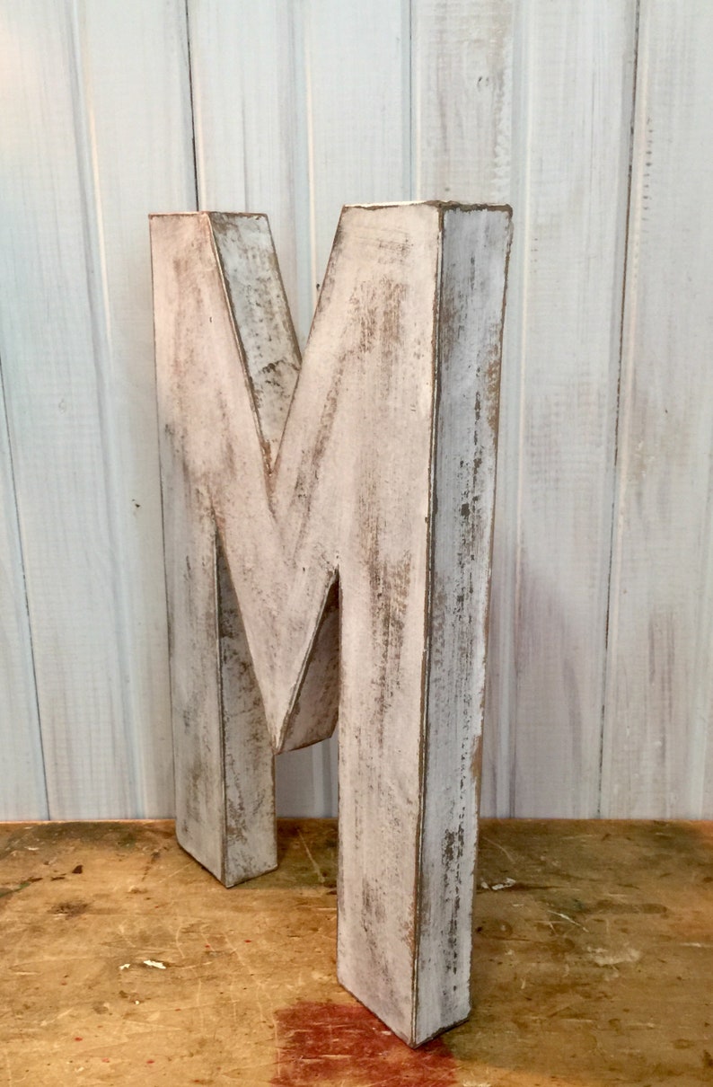 Large Letter M 16 Inch Letter M in Soft White Cottage - Etsy