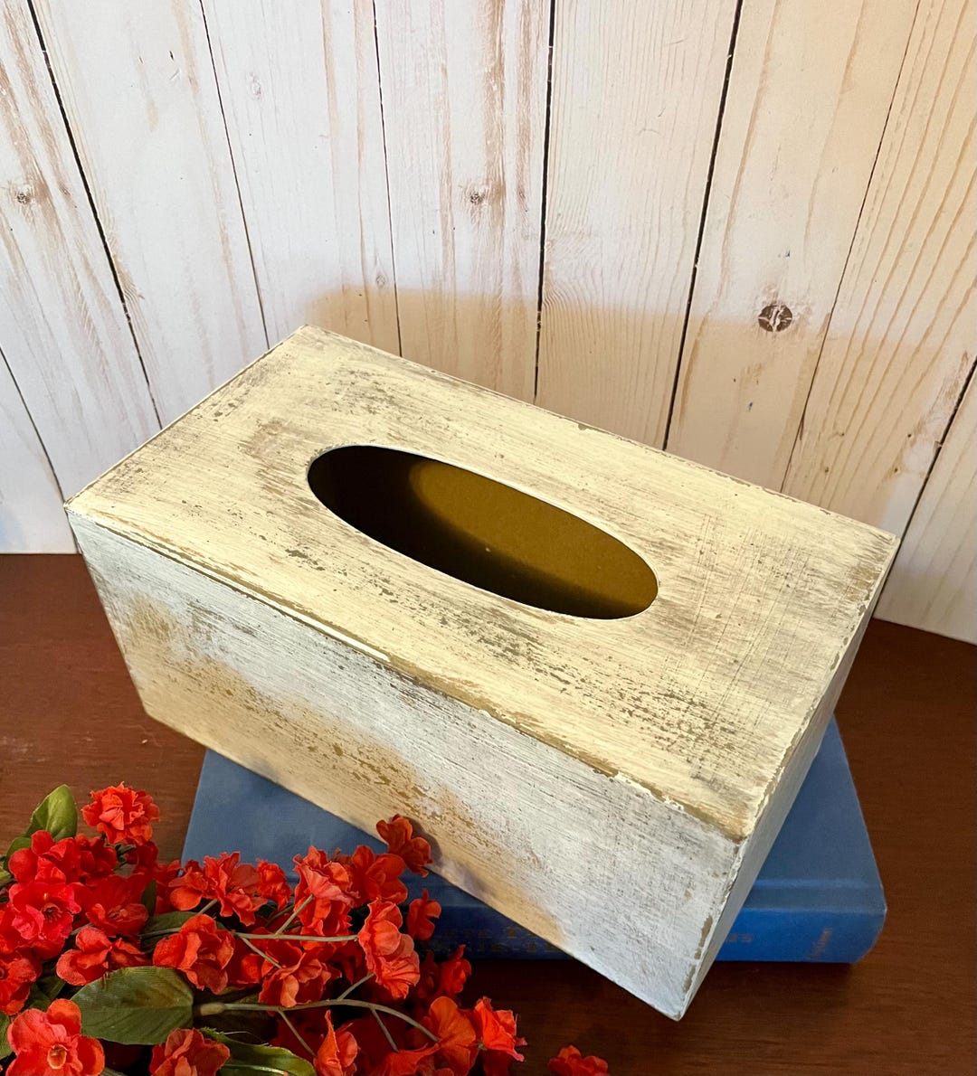 Tissue Box Cover in Soft White ~ Rectangular Tissue Box Holder ~ Paper ...