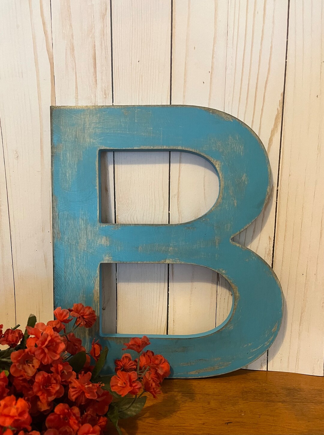 12 Inch Letter B in Turquoise ~ 12 Inch Wooden Letter ~ Wall Mount ...