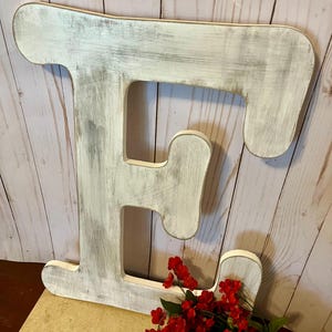 Large Letter E in Soft White ~ 18 Inch Letter ~ Distressed Letter ...