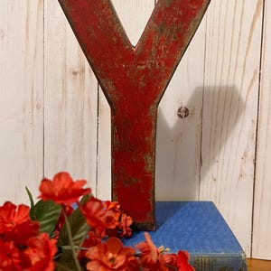 8 Inch Letter Y in Fire Engine Red ~ Sturdy Paper Mache ~ Distressed ...
