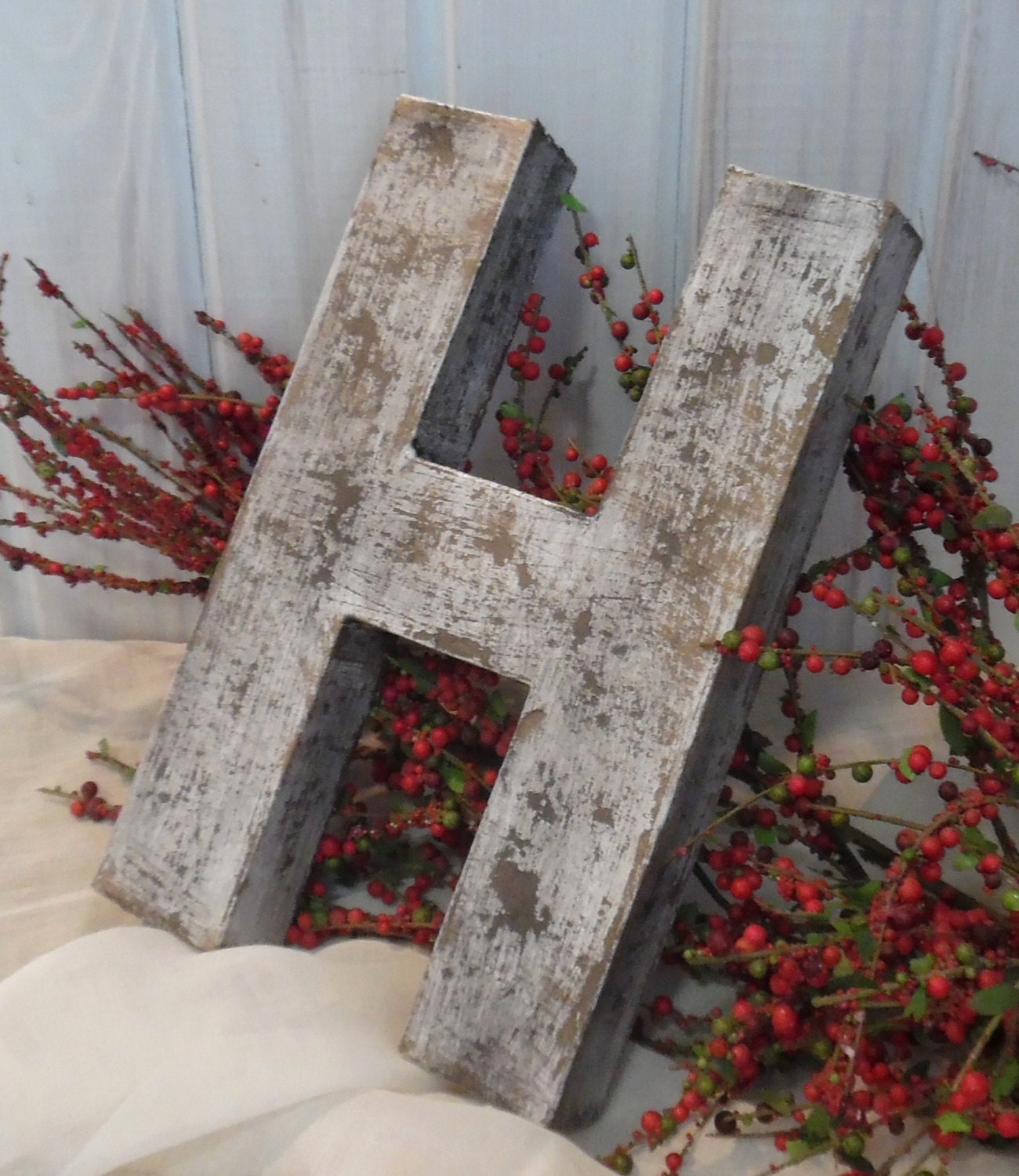 H is for Happy Primitive letter Paper Mache Letter H | Etsy