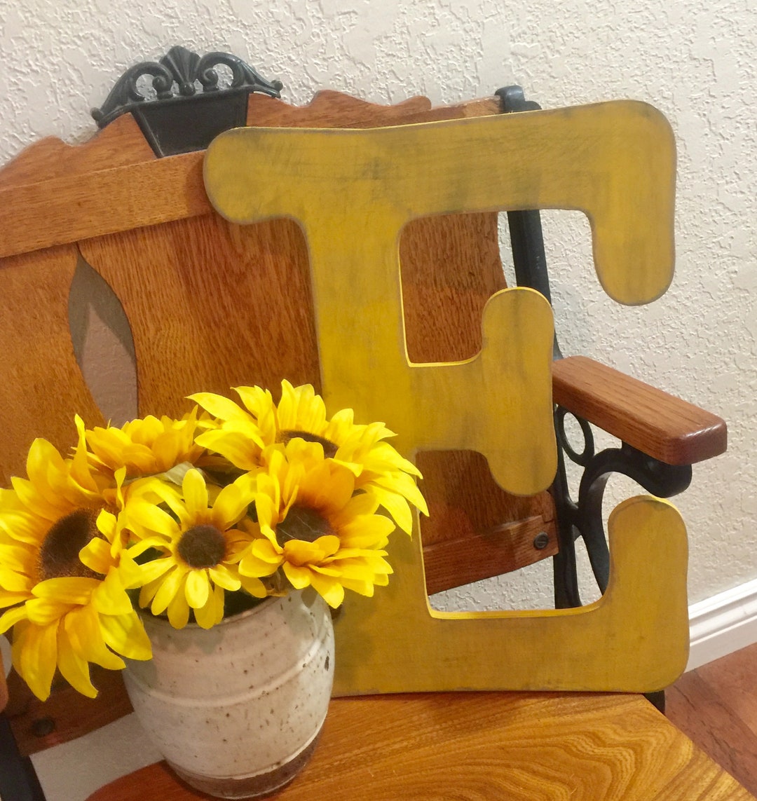 Letter E in Mustard Yellow ~~ 18 Inch Letter ~~ Cottage Chic and ...