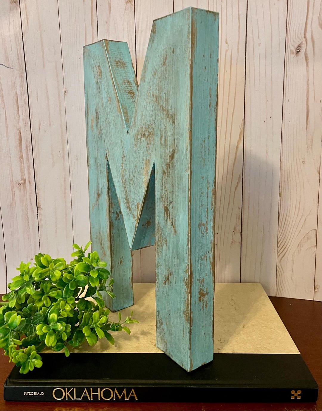 Large Letter M ~ 16 Inch Letter M in Bird Egg Blue ~ Cottage Decor ...