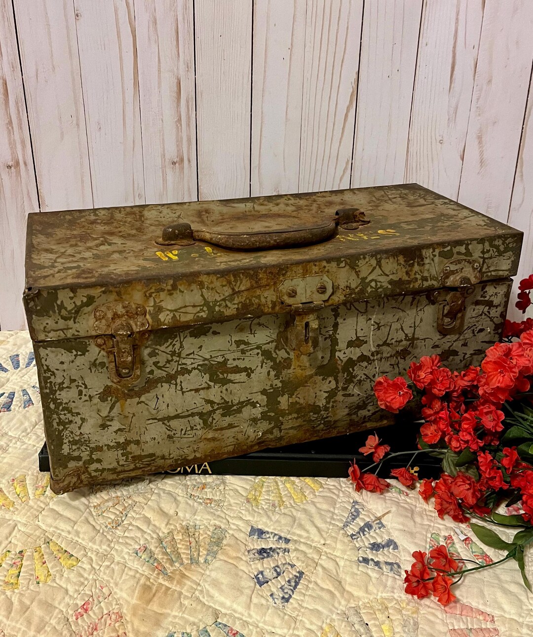 Vintage Kennedy Tool Box ~ Green Military Toolbox ~ Rusty Tool Box ...