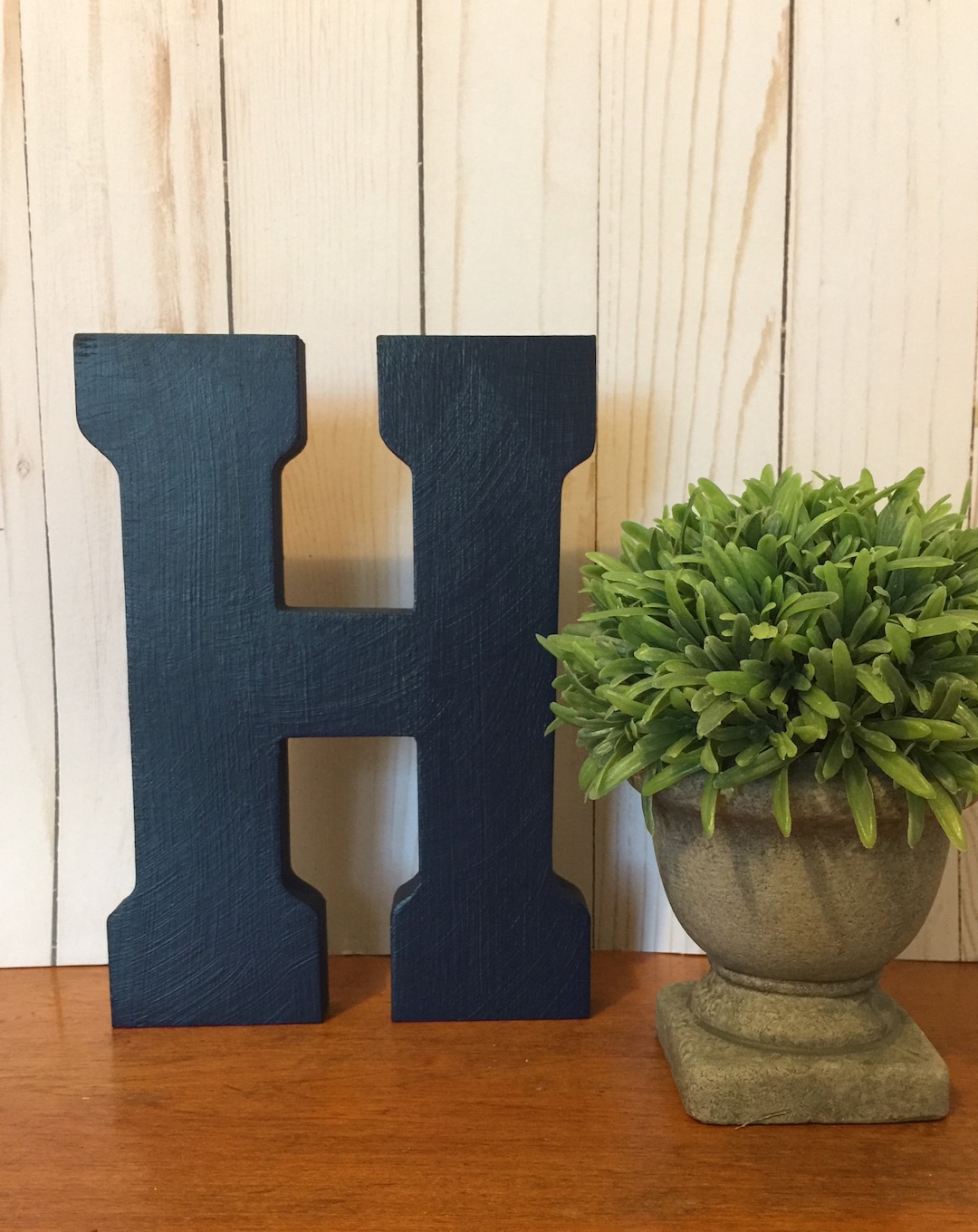 Wooden Letter H in Navy Blue ~ Eight Inch Tall Letter H in Navy Blue ...