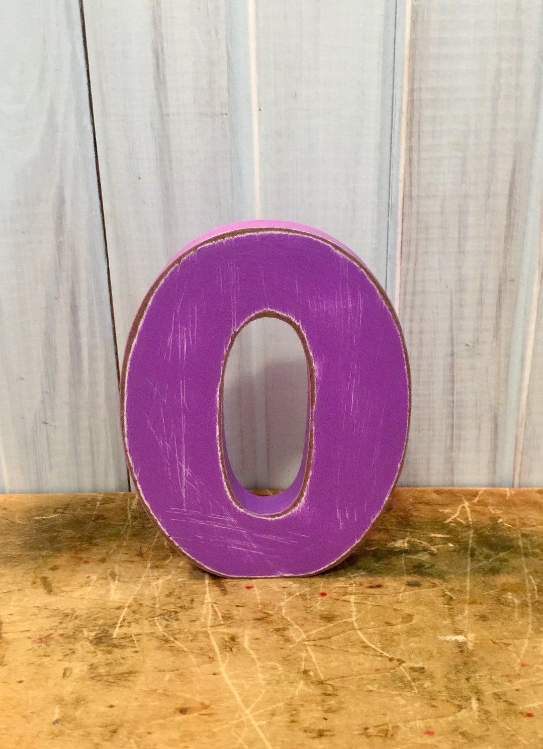 Wooden Letter O in Pretty Lavender ~ Free Standing Letter ~ Distressed ...
