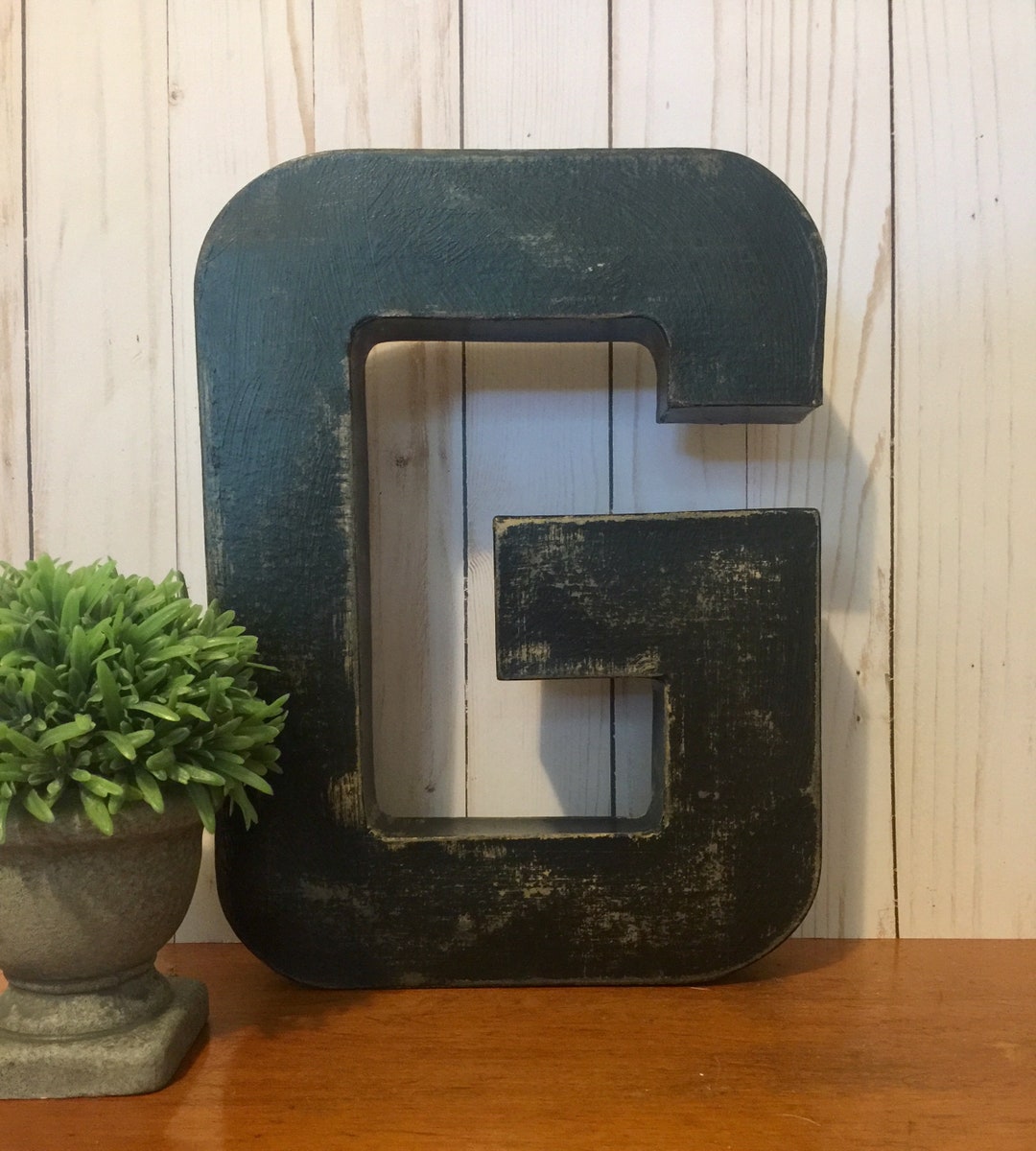 Large Letter G in Soft Black ~~ Twelve Inch Letter ~~ Sturdy Paper Mache ~~ Free Standing ...