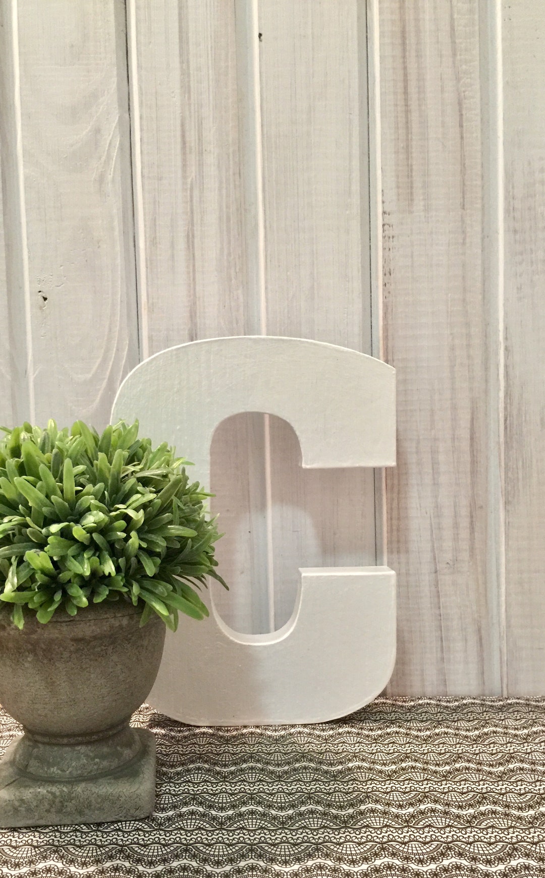Wooden Letter C in Soft White ~ Wall Hanging Letter ~ Shelf Letter ~ 8 ...