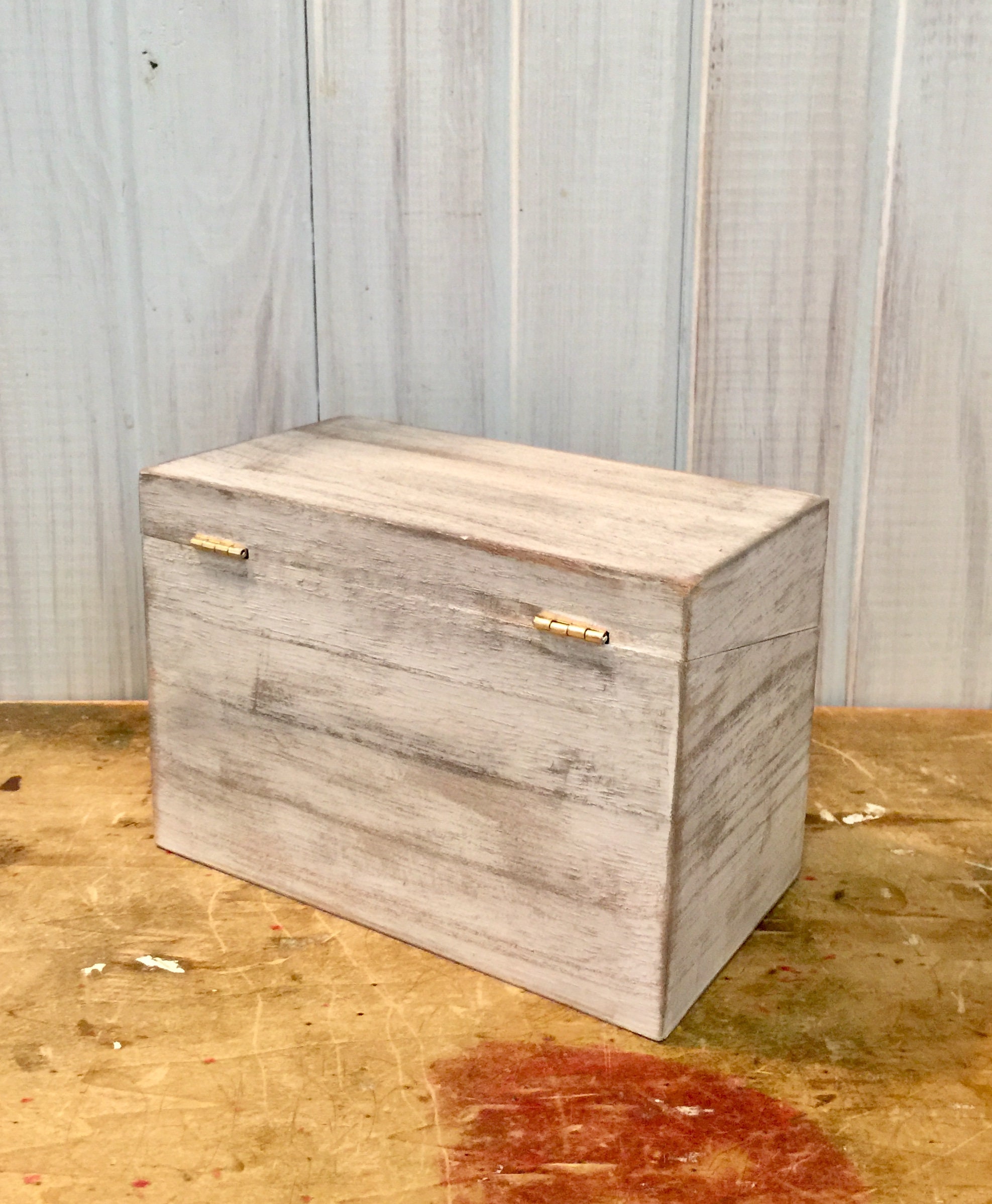 Recipe Box in Soft White Card File Box Pick your color | Etsy