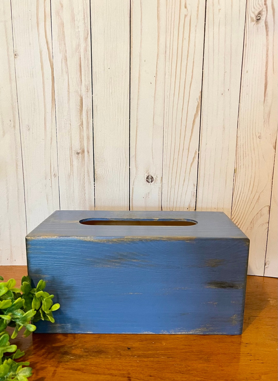Wooden Tissue Box in Cornflower Blue ~ Tissue Holder ~ Rectangular ...