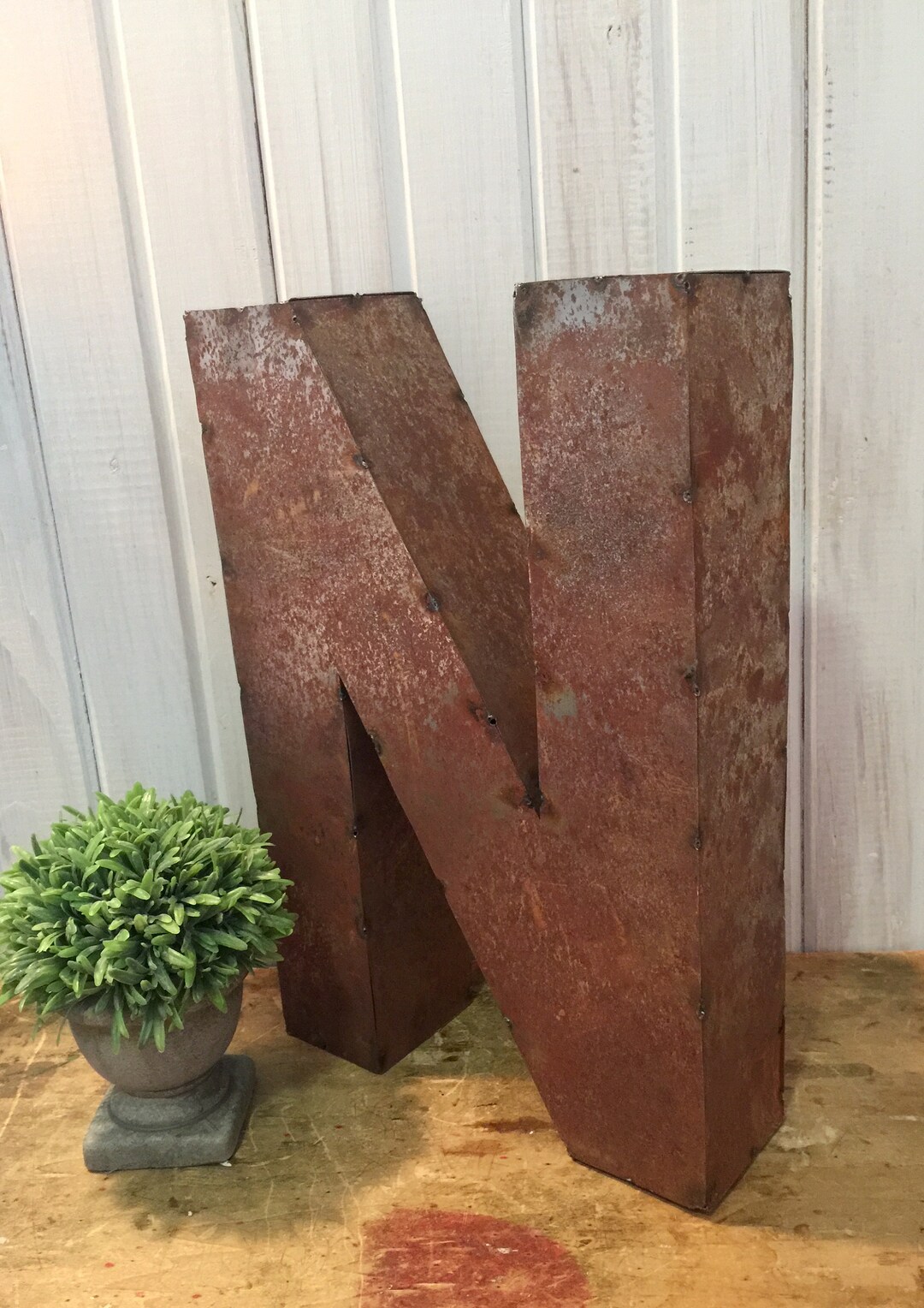 Vintage Inspired Large Letter N 14 Inches Tall Rusty Metal - Etsy