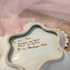Vintage Hand Painted Candy Dish With Handle ~ Painted Bon-bon Dish ...