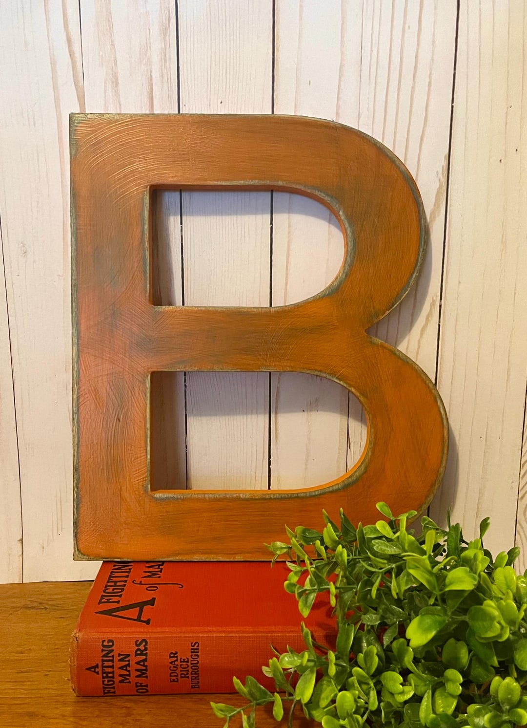 12 Inch Letter B in Burnt Orange 12 Inch Wooden Letter Wall Mount ...