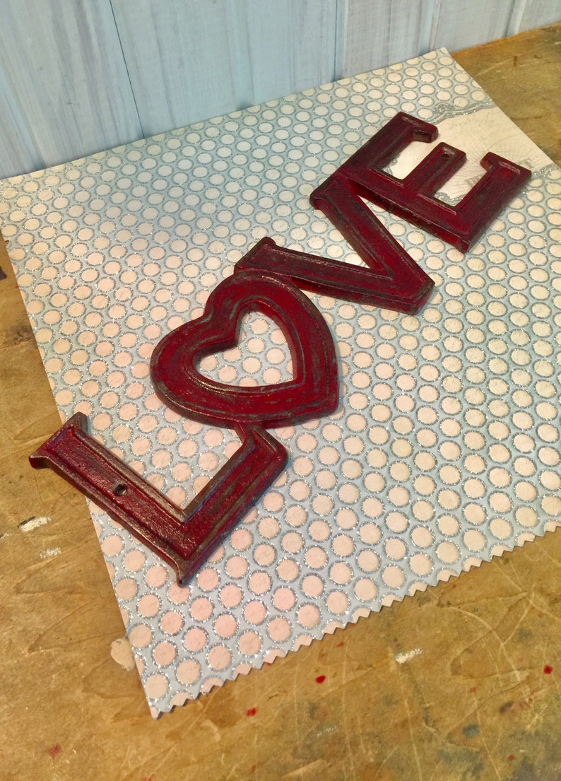 Vintage Inspired LOVE Sign ~ Red LOVE Sign ~ Wrought Iron Wall Hanging ...