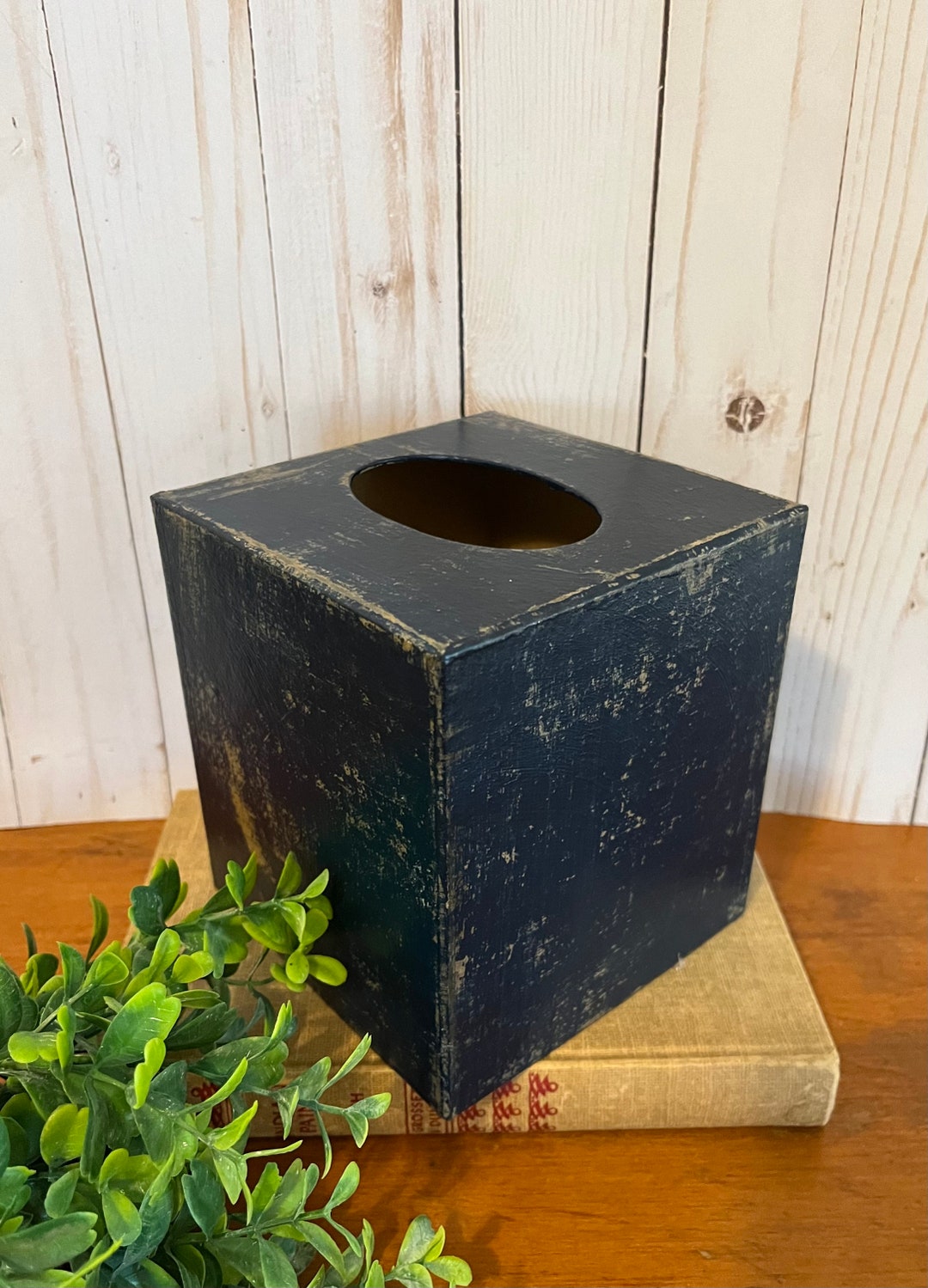 Navy Blue Tissue Box ~ Tissue Box Cover ~ Square Tissue Box Holder ...