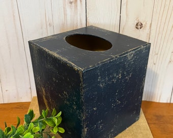 Tissue Box in Navy Blue ~ Rectangular Tissue Box Holder ~ Paper Mache ...