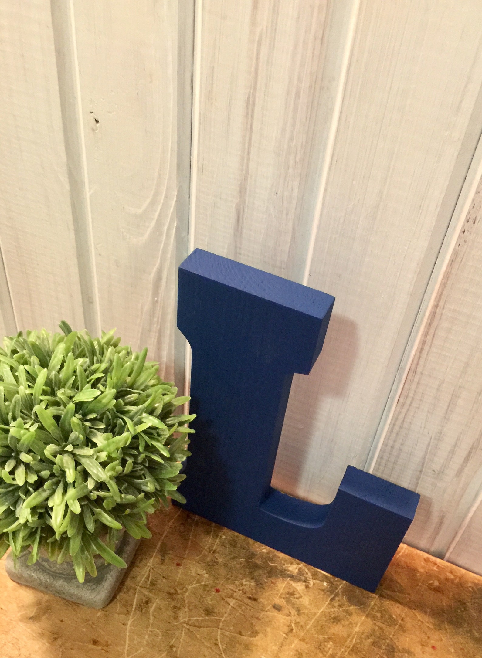 Wooden Letter Letter L in Navy Blue Wall Hanging Letter - Etsy
