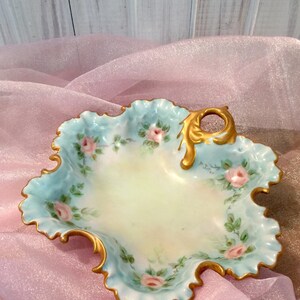 Vintage Hand Painted Candy Dish With Handle ~ Painted Bon-bon Dish ...