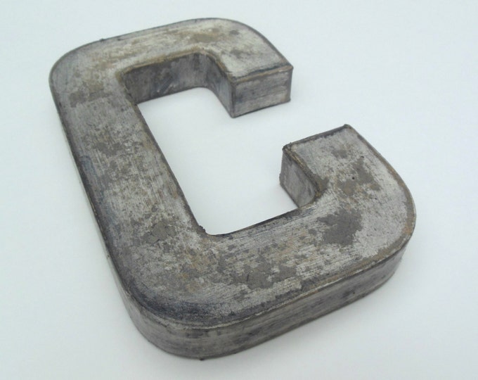 Paper Mache Letter C Soft White and Distressed Primitive With Black ...