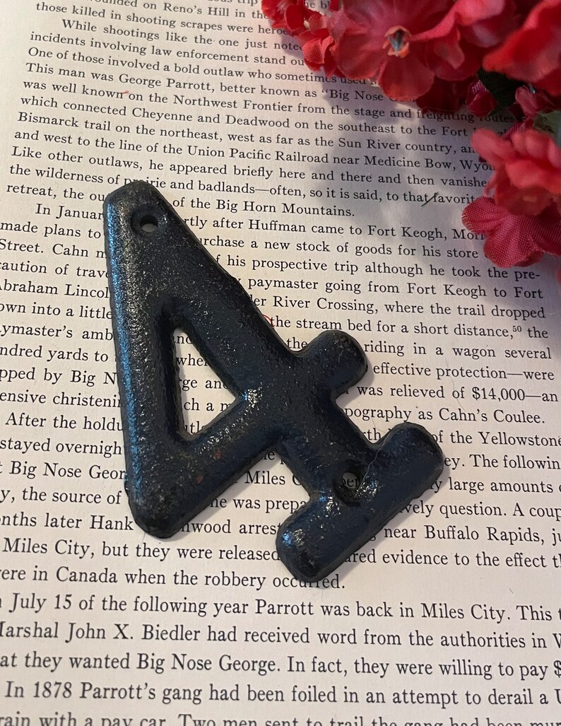 Vintage Inspired Cast Iron Number Four in Navy Blue~house Numbers ...
