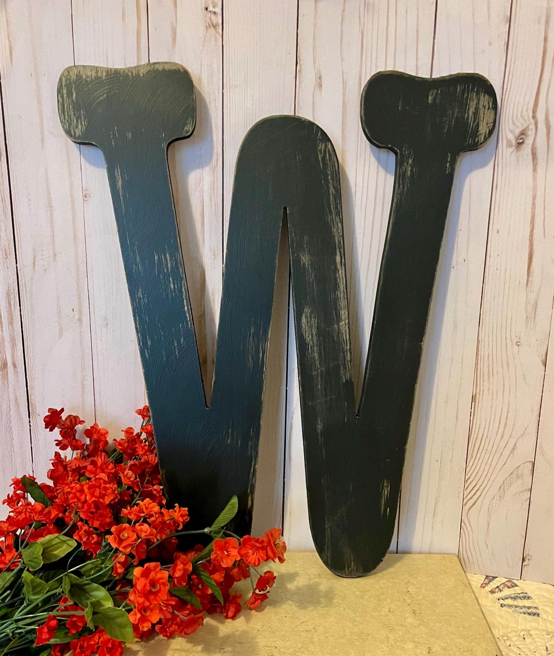 Wooden Letter W in Soft Black ~ 18 Inch Letter ~ Wall Mount ~cottage ...