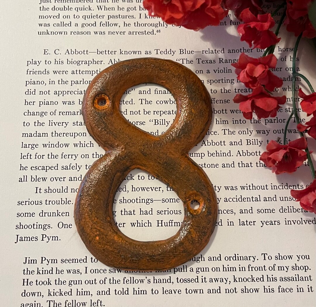 Vintage Inspired Cast Iron Number Eight in Burnt Orange~house Numbers ...