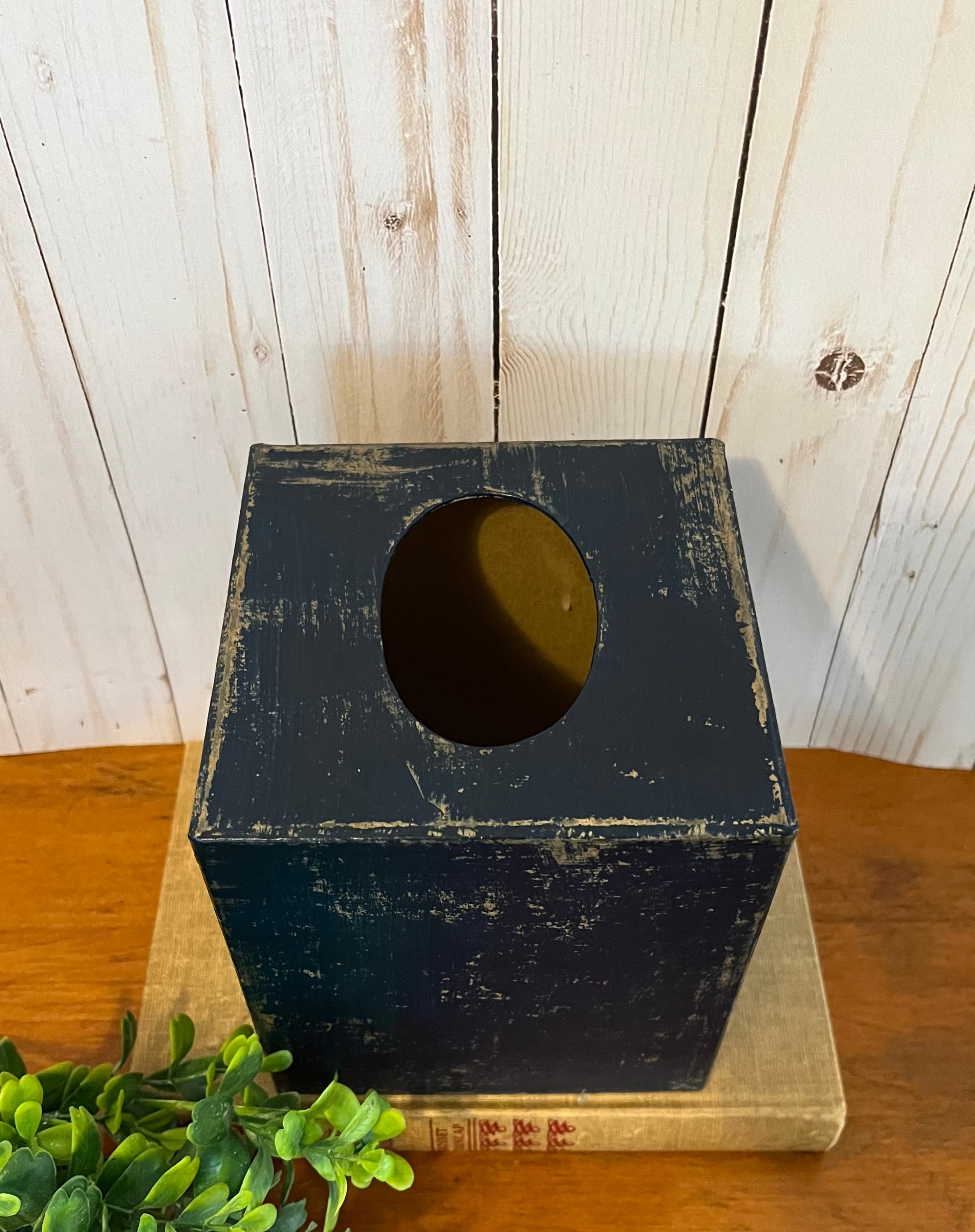 Navy Blue Tissue Box ~ Tissue Box Cover ~ Square Tissue Box Holder ...