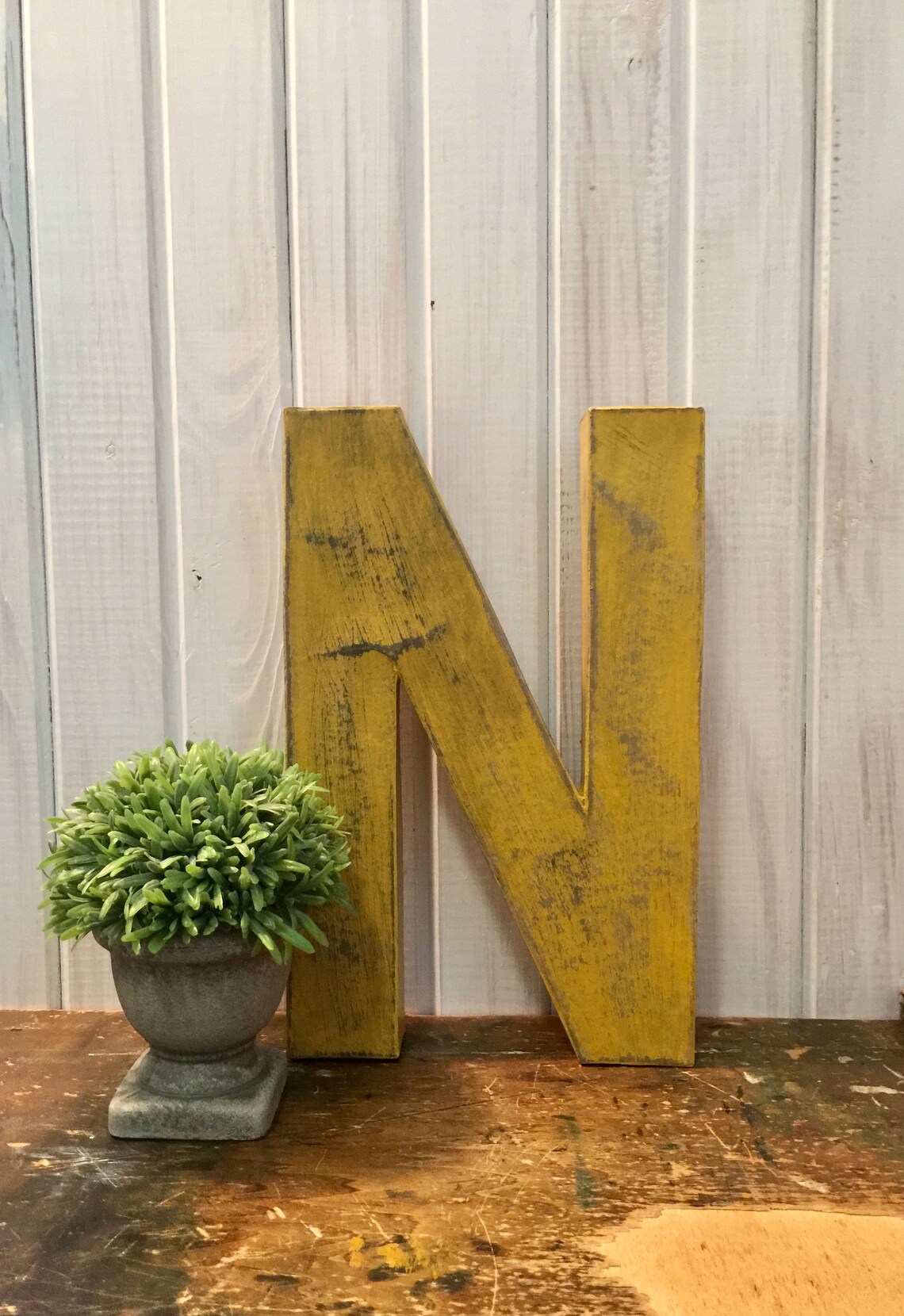 Letter N in Mustard Yellow Sturdy Paper Mache Letter - Etsy
