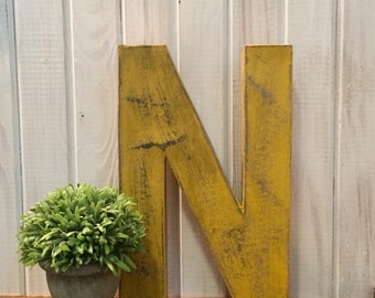 Letter N in Mustard Yellow Sturdy Paper Mache Letter - Etsy