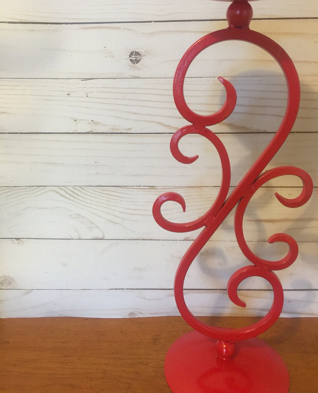 Metal Candle Stand is Red ~ Pillar Candle Holder ~ Red Candle Holder ...