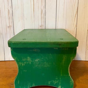 Distressed Wooden Stool in Real Green ~ Choose Your Color ~ Cottage ...