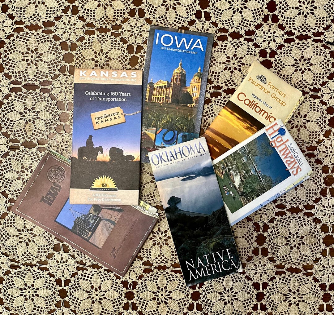 Vintage US Road Maps ~ Set of Six US Road Map ~ Scrapbooking ~ Paper ...