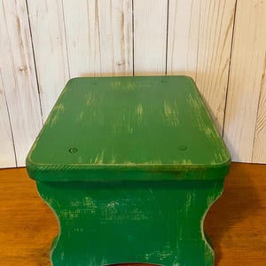 Distressed Wooden Stool in Real Green ~ Choose Your Color ~ Cottage ...