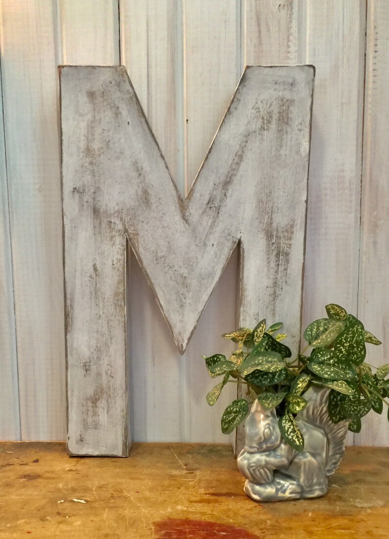 Large Letter M 16 Inch Letter M in Soft White Cottage - Etsy
