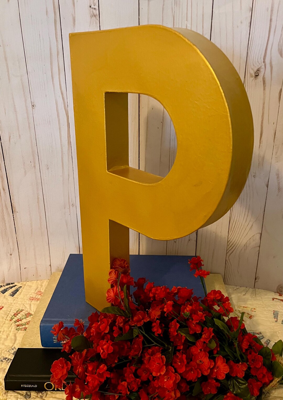 16 Inch Golden Letter P ~ No Distressing~ Metallic Letters~ 16 Inch ...