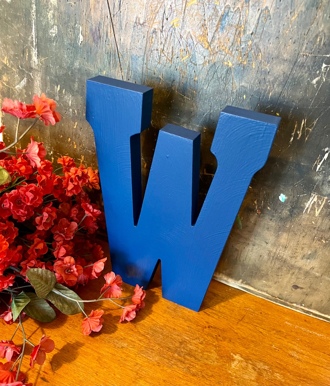 Wooden Letter ~ Letter W in Navy Blue ~ Wall Hanging Letter ~ Shelf ...