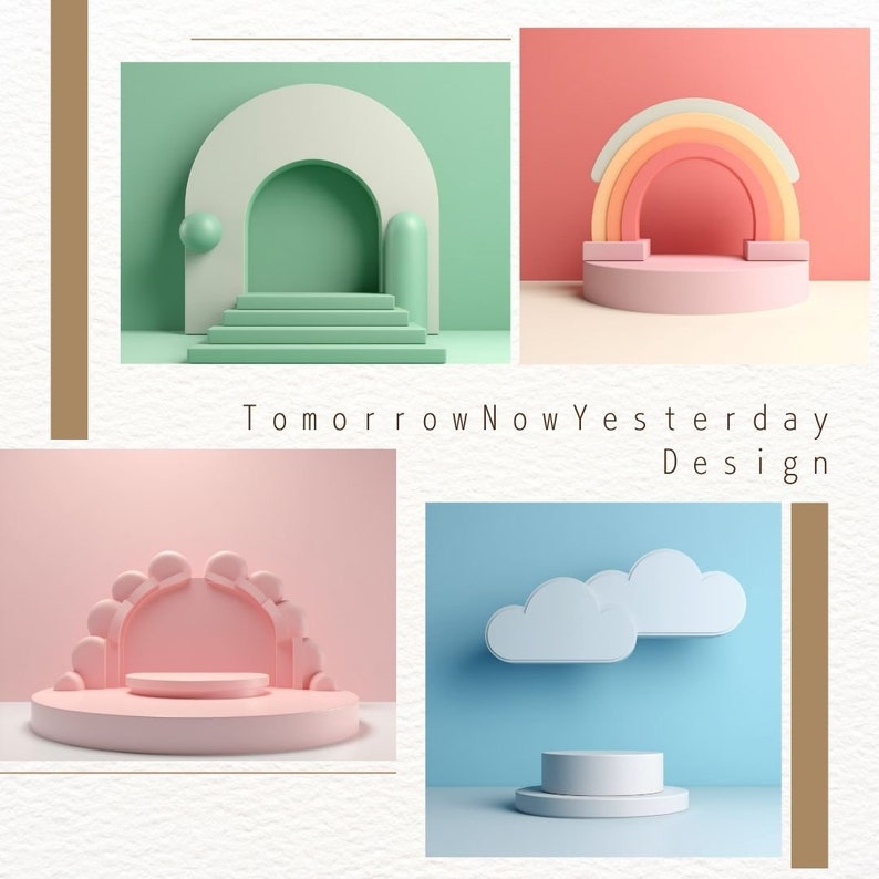 Pastel Cloudy Product Podium Presentation Photography Backdrops ...