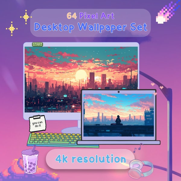 4k Pixel Desktop Wallpaper - Etsy