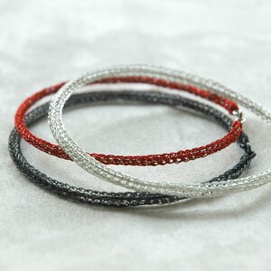 Bangle Bracelets, Red Bangle, Sterling Silver Bangle, Oxidized Silver ...