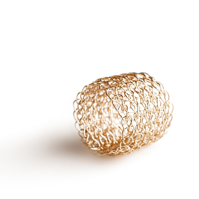 Crocheted Gold Filled Wire Band Ring Custom Simple and Chic - Etsy