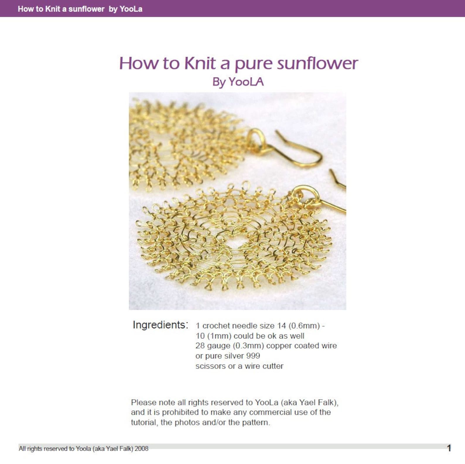 Wire Crochet Flower PDF Pattern Tutorial Yoolaflower Handmade - Etsy