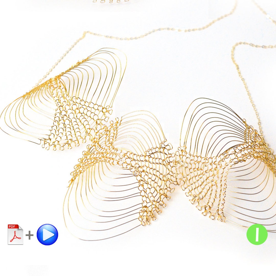 Crochet Pattern, Wire Jewelry Tutorial, VIDEO Crochet Pattern, Necklace ...