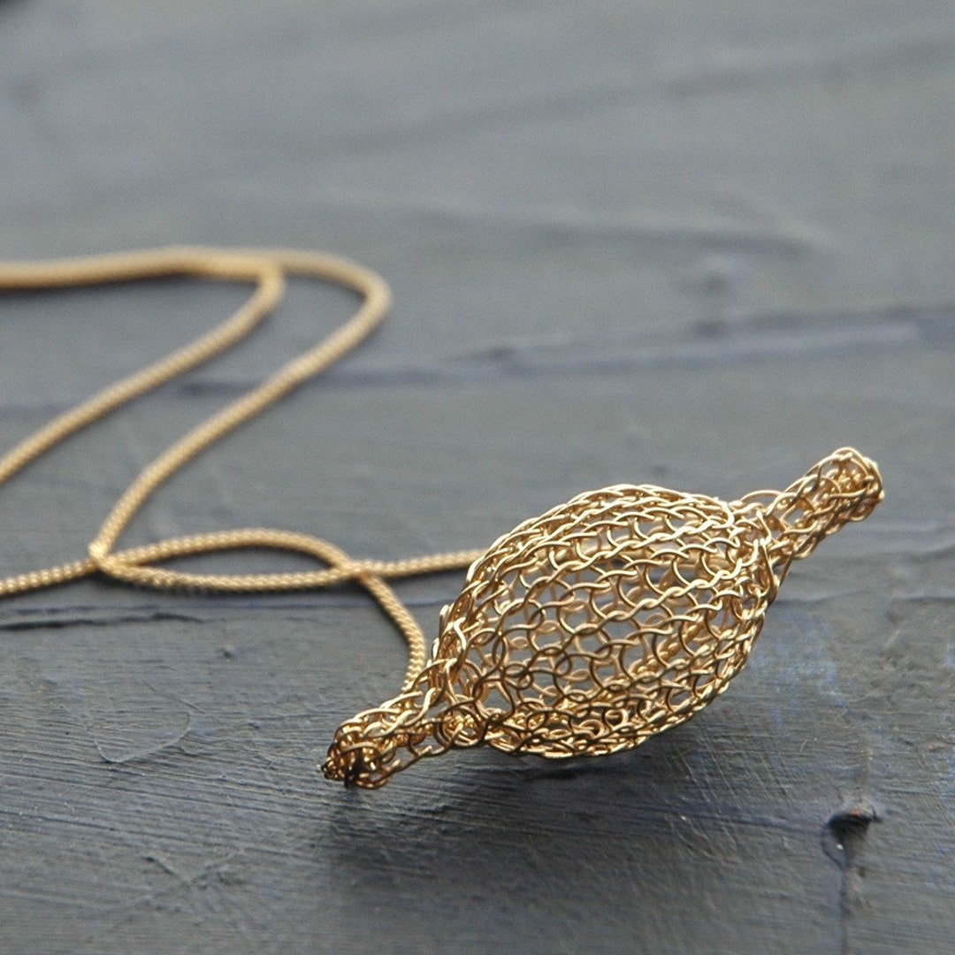 Organic Gold Necklace - Wire Crochet Jewelry - Etsy