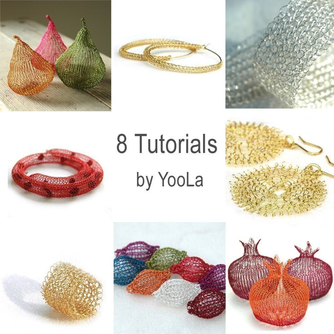 8 Crochet Wire Jewelry Patterns in PDF - Ring, Sunflowers, Hoops ...