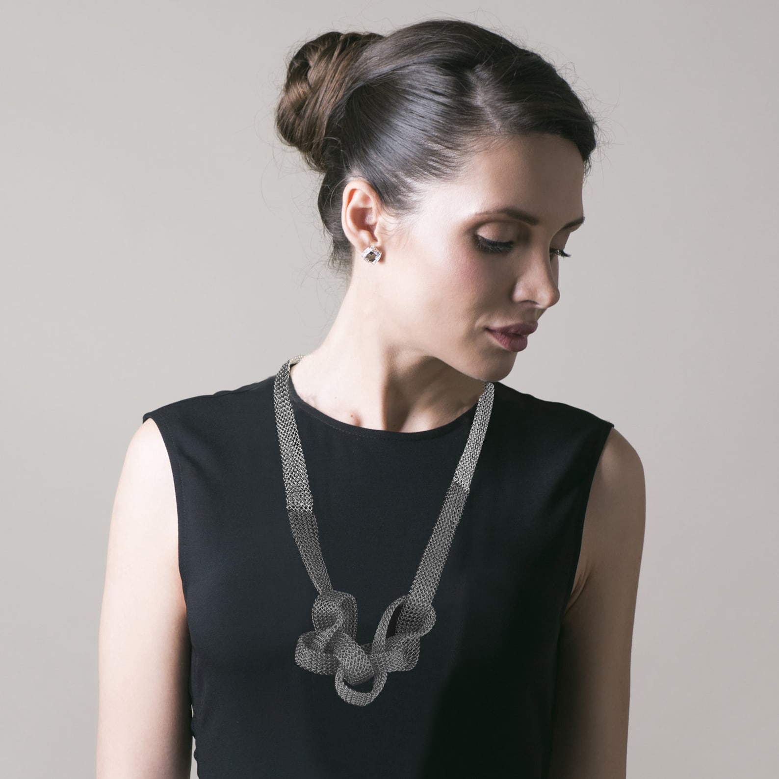 Gray Statement Necklace.wire Knit Necklace.big Knot - Etsy