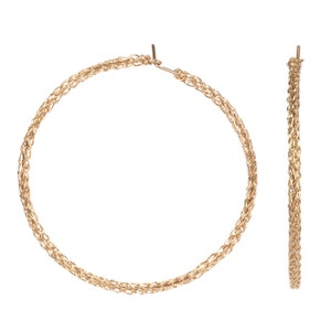 Gold Extra Large Hoop Earrings - Handmade Wire Work - Crocheted Wire ...