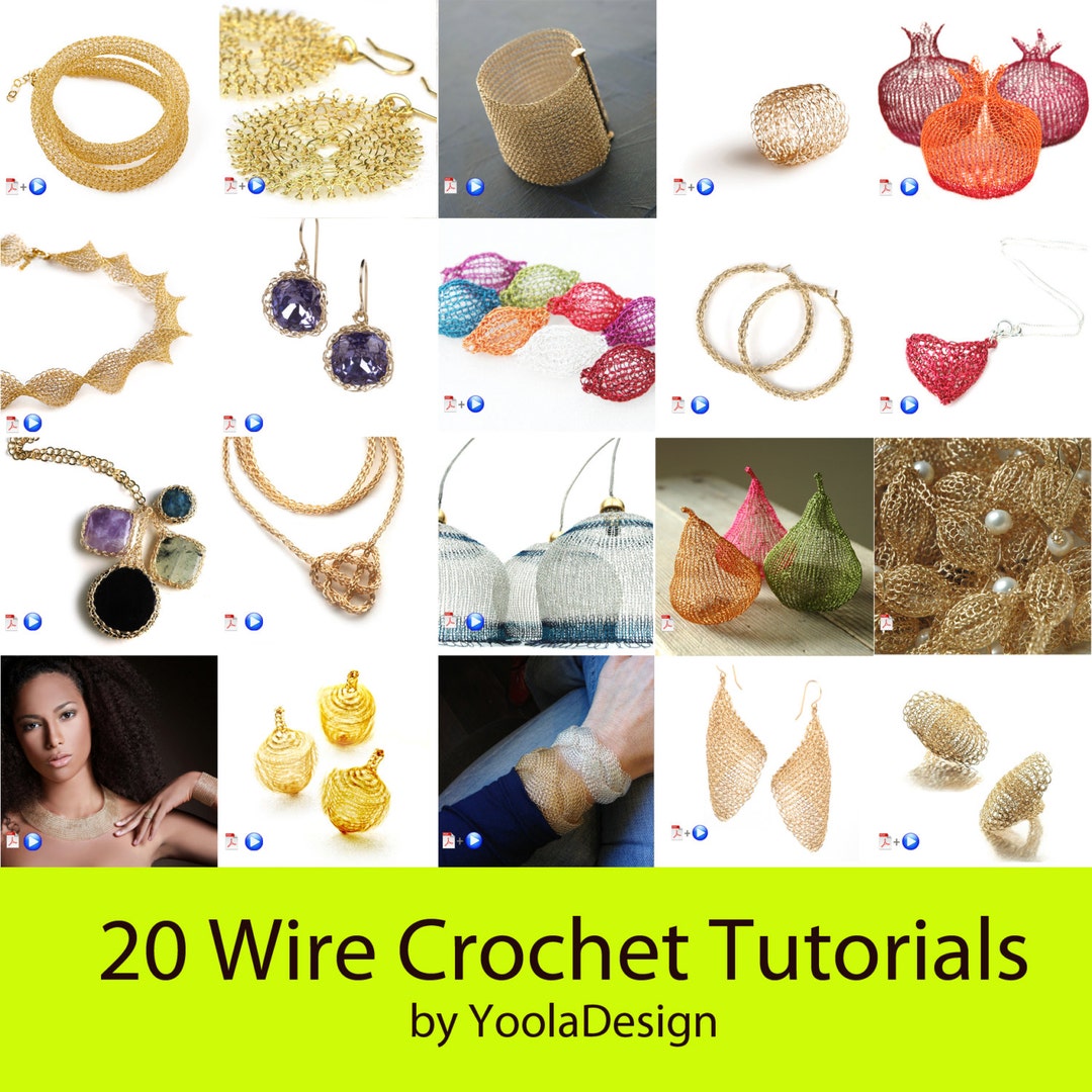 20 Wire Crochet Patterns Package - Jewelry Making Tutorials - Video ...