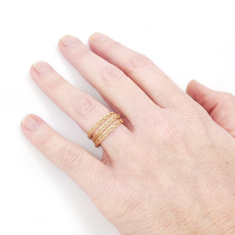 Stacking Ring Unique Wire Crochet Stack Ring in Gold Filled - Etsy