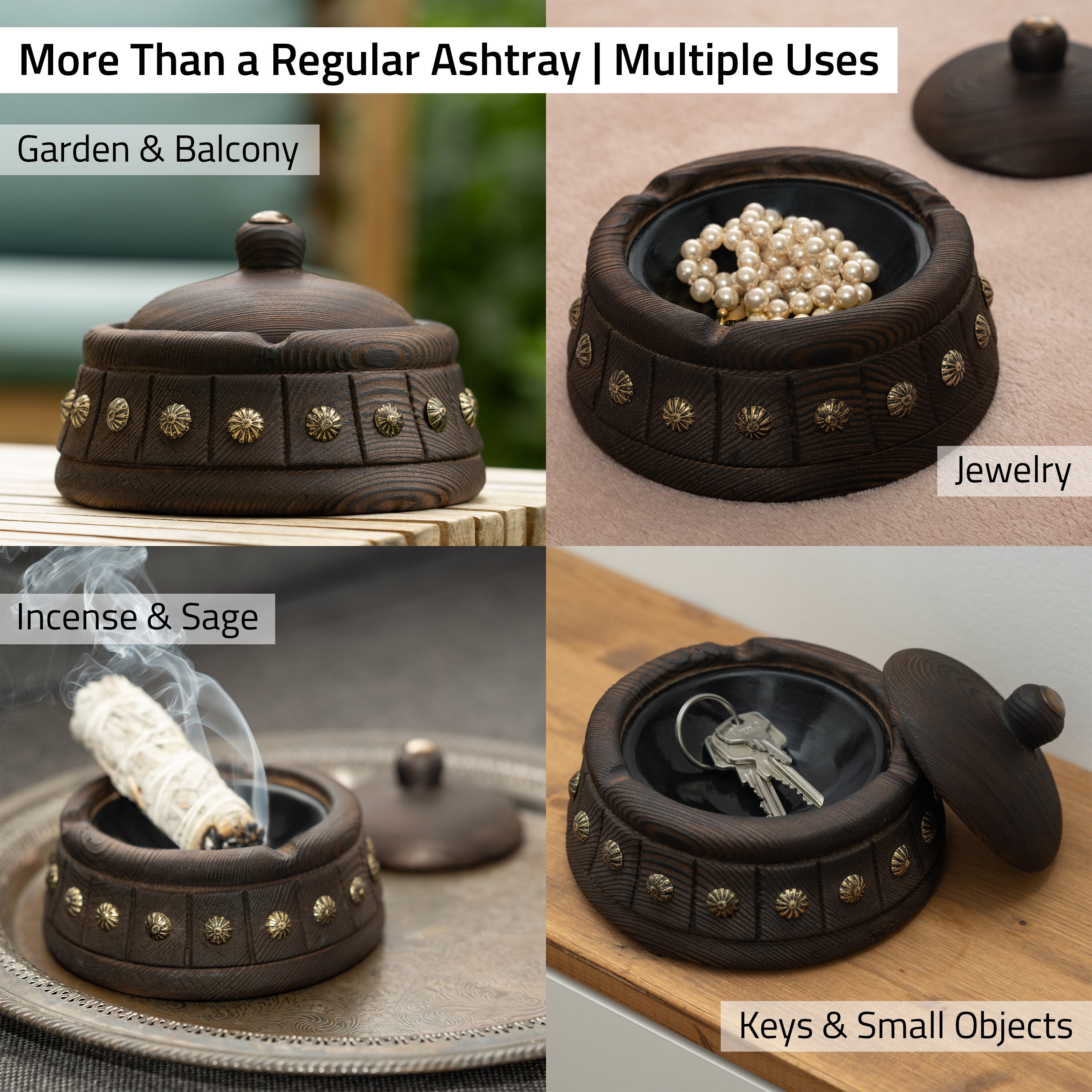 Wooden Jewelry Box for Men Dark Brown Box Small Objects Storage for Key ...